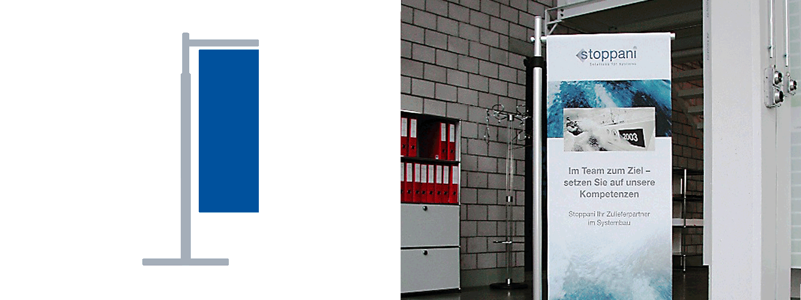 Teleskopmast Indoor: mobiler Fahnenmast | Flagprint AG