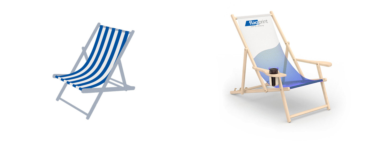 individuell bedruckter Liegestuhl | Flagprint AG